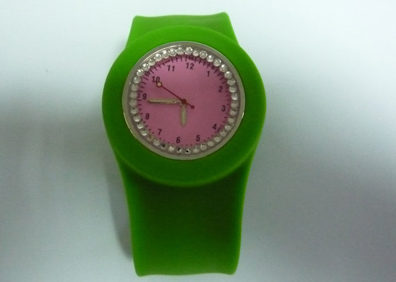 OEM Four Printing Color Rhinestone Slap Silicone wristband Watches for Youth