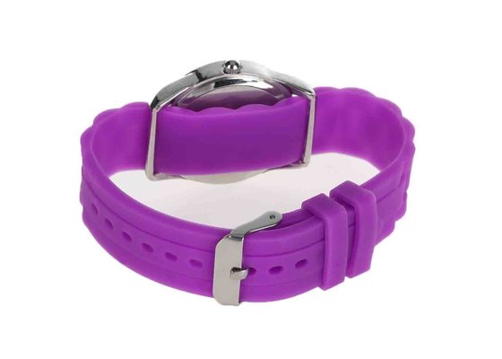 Jelly Diamond Lady Silicone Wristband Watches waterproof , Hermosa Pink Strap
