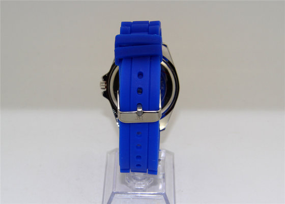 Zinc  Alloy round Gent Silicone Strap Watch / silicone wristband watch