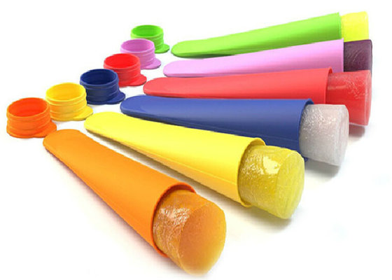 Round Shape Kids Silicone Ice Lolly Molds With FDA LFGB Standard , 20cm Length
