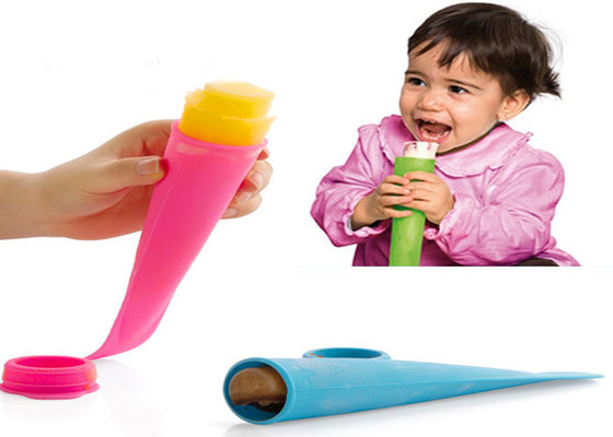 Round Shape Kids Silicone Ice Lolly Molds With FDA LFGB Standard , 20cm Length