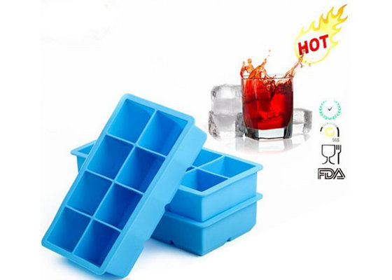 Durable Flexible 8 Cavity Jumbo 2" silicone ice cream molds cube for refrigerator
