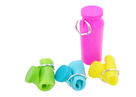 Non-Toxic Custom Printed Silicone Water Bottles 650ml With PP Lid , Debossed