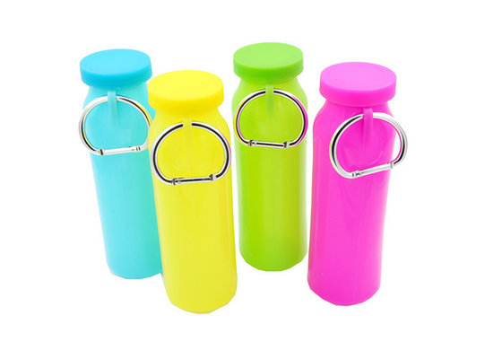 Non-Toxic Custom Printed Silicone Water Bottles 650ml With PP Lid , Debossed