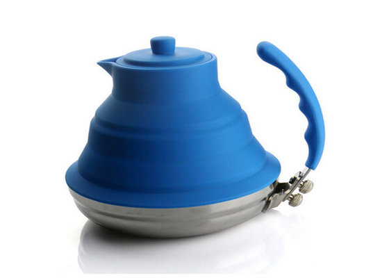 Eco food grade 1.0 L collapsible silicone kettle With Stainless Steel Pot Bottom