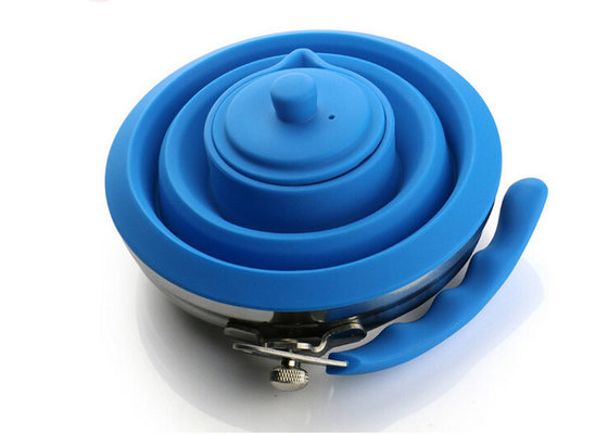 Eco food grade 1.0 L collapsible silicone kettle With Stainless Steel Pot Bottom