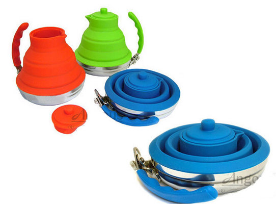 Outdoor Sports Camping Colourful silicone folding kettle 1000 ML OEM / ODM