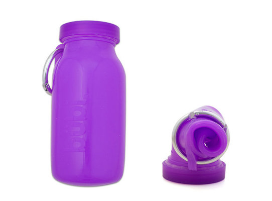 Blue Color 14Oz Waterproof  food grade Silicone Water Bottle with Customized Logo