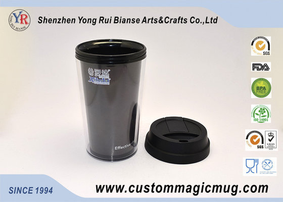 ODM Reusable Fasion Office Coffee Double Wall Plastic Cup With Silicone Lid