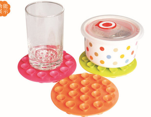 Repeated Use Silicone Kitchen Tools Double Side Silicone Suction Cup / Bowl Mat