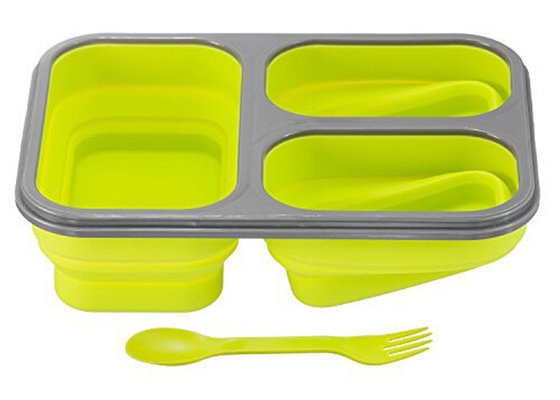 OEM Healthy Durable Silicone Lunch Box Collapsible With Fork And Spoon