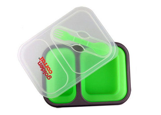 Eco- Friendly Green Collapsible Silicone Food Containers , Dishwasher Safe Lunch Box