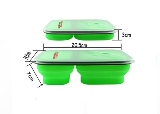 Eco- Friendly Green Collapsible Silicone Food Containers , Dishwasher Safe Lunch Box