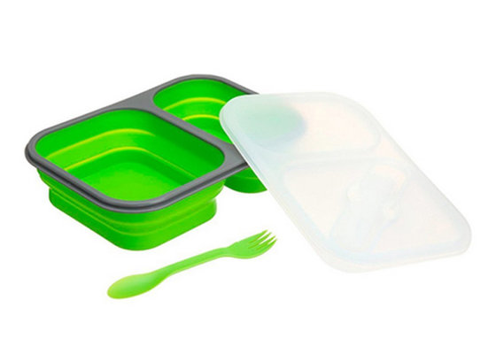 Eco- Friendly Green Collapsible Silicone Food Containers , Dishwasher Safe Lunch Box
