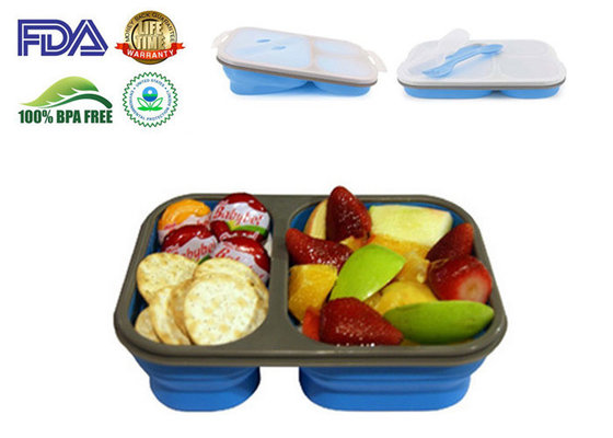 FDA & LFGB Standard Silicone Food Storage Containers Blue Color For School
