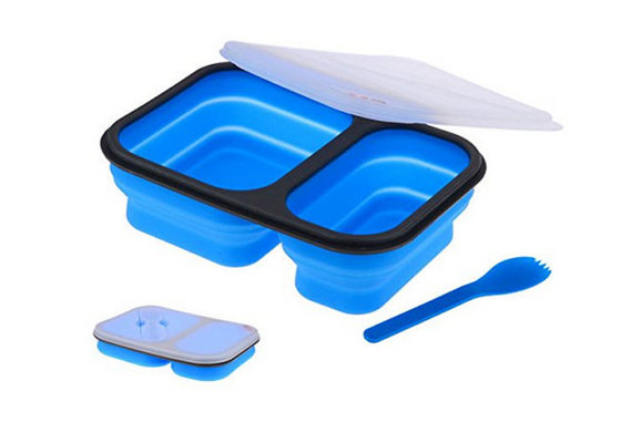 FDA & LFGB Standard Silicone Food Storage Containers Blue Color For School