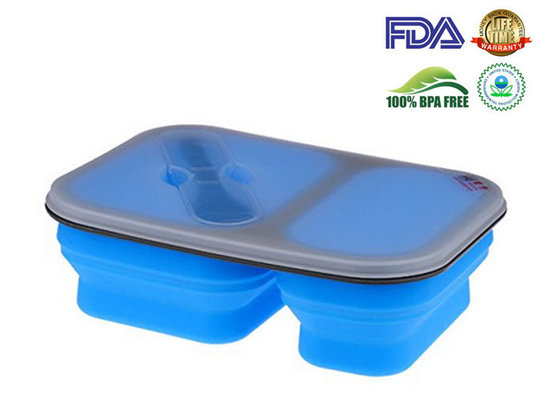 FDA & LFGB Standard Silicone Food Storage Containers Blue Color For School