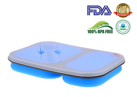 FDA & LFGB Standard Silicone Food Storage Containers Blue Color For School