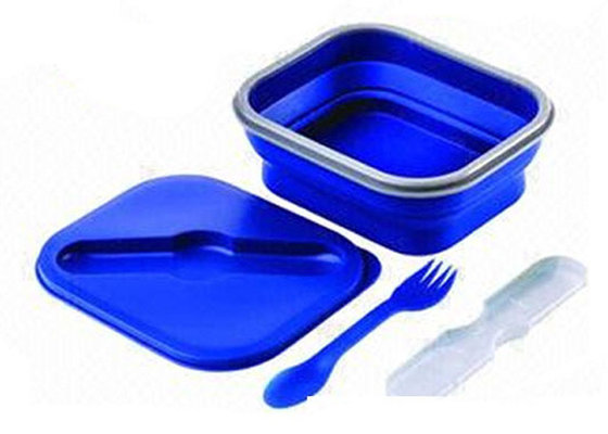 Small Durable 600ml Silicone Lunch Boxes For Students Easy to carry Blue or Pink color