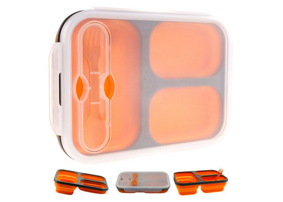 Food Grade Silicone Microwave Safe Lunch Box Containers With Heat Transfer Printing Logo