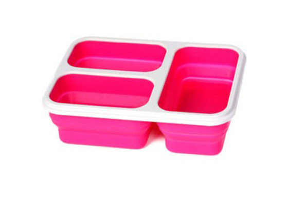 Food Grade Silicone Microwave Safe Lunch Box Containers With Heat Transfer Printing Logo