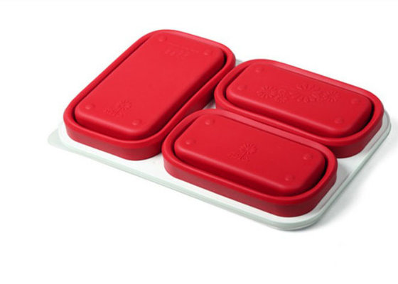 Food Grade Silicone Microwave Safe Lunch Box Containers With Heat Transfer Printing Logo