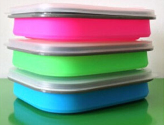 Portable Colorful Comping Travel Silicone Lunch Box and Food Container with multi compartment