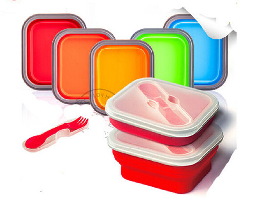 Portable Colorful Comping Travel Silicone Lunch Box and Food Container with multi compartment