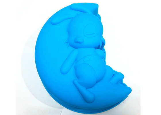 Bule Rabbit Shaped Kitchen Silicone Baking Molds For Fondant , FDA Approval