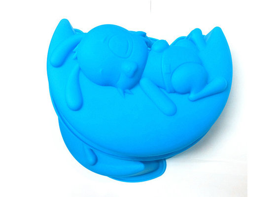 Bule Rabbit Shaped Kitchen Silicone Baking Molds For Fondant , FDA Approval
