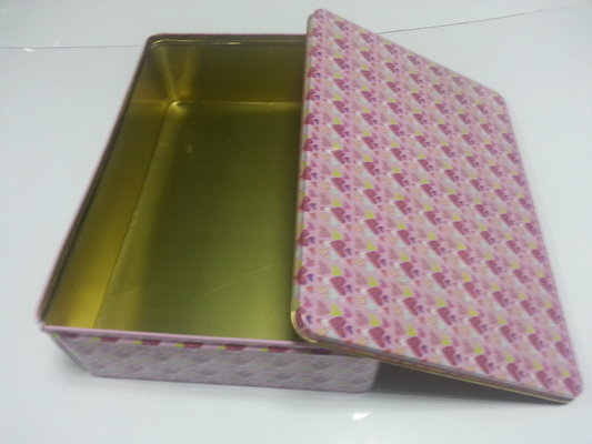 Rectangle Tin Cookie Containers With Cover For Cake / Moon Packing