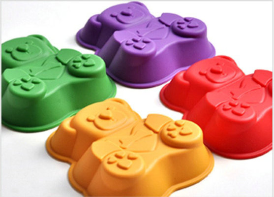 Silicon Kitchenware, Green / Purple / Red / Brown Silicone Cake Mold, Mini Bear Pan