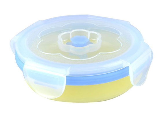 Eco - friendly Durable Portable Folding silicone baking bowl With Plastic Lock Lid