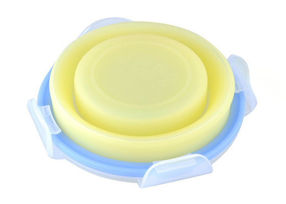 Eco - friendly Durable Portable Folding silicone baking bowl With Plastic Lock Lid