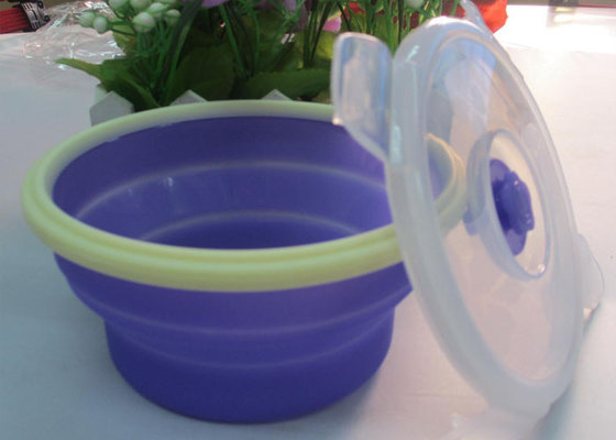 Eco - friendly Durable Portable Folding silicone baking bowl With Plastic Lock Lid