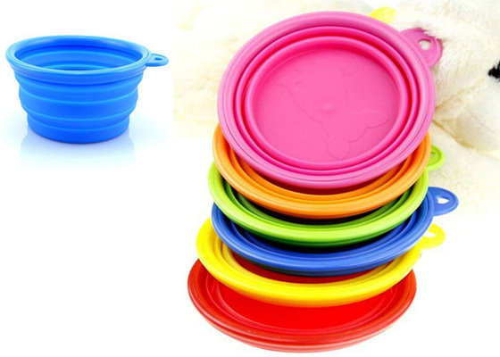 Folding Colorful Nontoxic unbreakable silicone pet bowl For Feeding Food