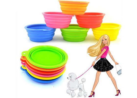 Folding Colorful Nontoxic unbreakable silicone pet bowl For Feeding Food