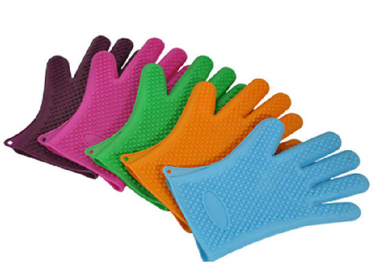 Colorful Silicone Gloves For Grilling / Oven And Dishwasher , High Temperature Resistant