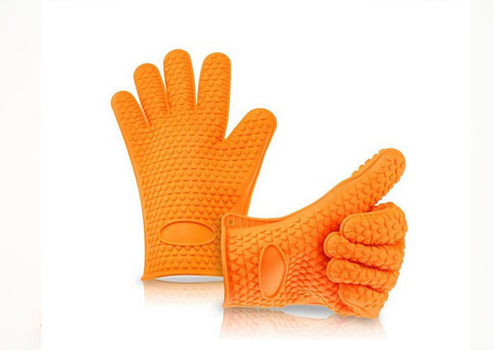 Eco-friendly Personalised Insulated Silicone Oven Gloves With Fingers , Waterproof