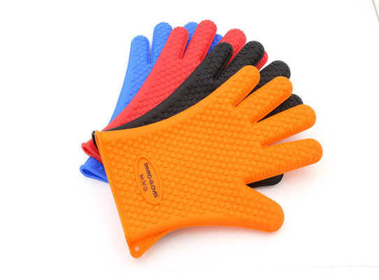 Eco-friendly Personalised Insulated Silicone Oven Gloves With Fingers , Waterproof