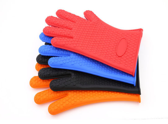 Eco-friendly Personalised Insulated Silicone Oven Gloves With Fingers , Waterproof