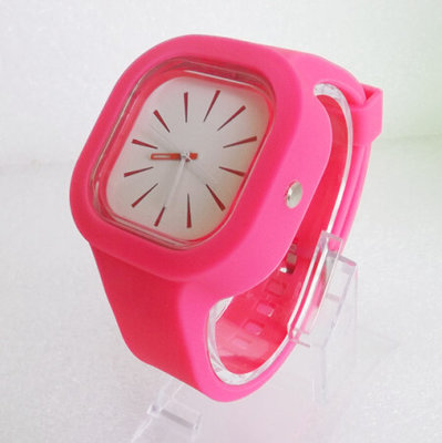 Pink Women Candy Jelly Wrist Watches , Silicone Japan Movt Quartz Wristwatch