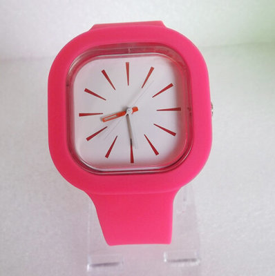 Pink Women Candy Jelly Wrist Watches , Silicone Japan Movt Quartz Wristwatch