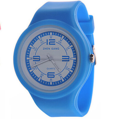Round Diamond Jelly Sport Watch Pink Women Quartz Analog Silicond Strap