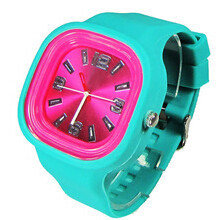 Interchangeable Light Up Jelly Sport Watch , Women Silicone Square Watch