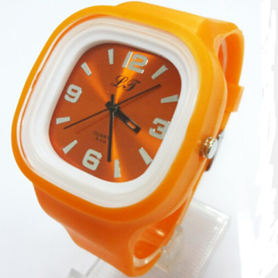 Flexible Silicone Jelly Watch Japan Movement With Adjustable Wristband Orange