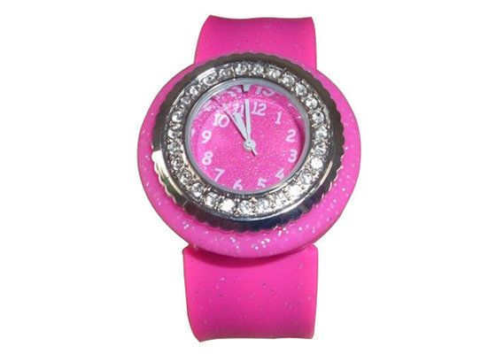 Precise Quartz Movement  Rose Diamond Silicone Jelly Watch, Slap Watch