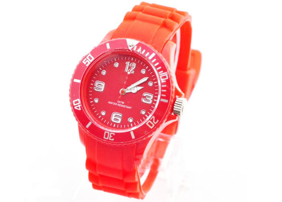 Factory price red rubber band silicone jelly watch with silk printed / silk printed