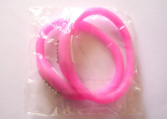 New fashion ion silicone watch / silicone ion sport watch pink with rhinestone