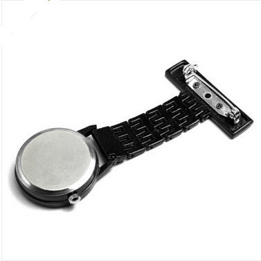 Fancy Black Stainess Steel Quartz Nurse Fob Watch / Gel With logo Print
